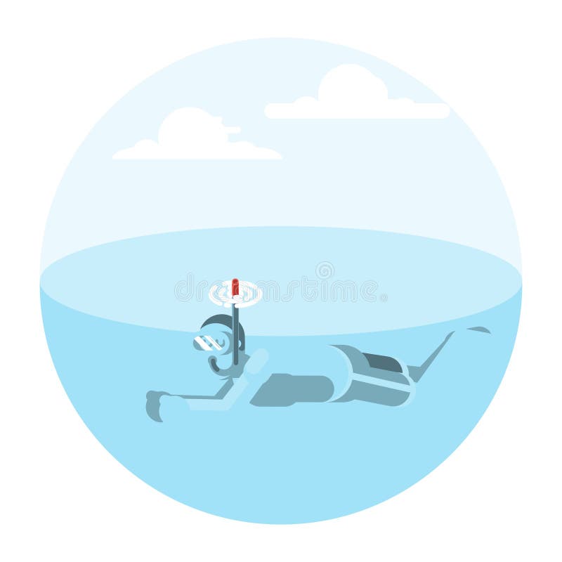 Man floats under water stock vector. Illustration of happy - 113434919
