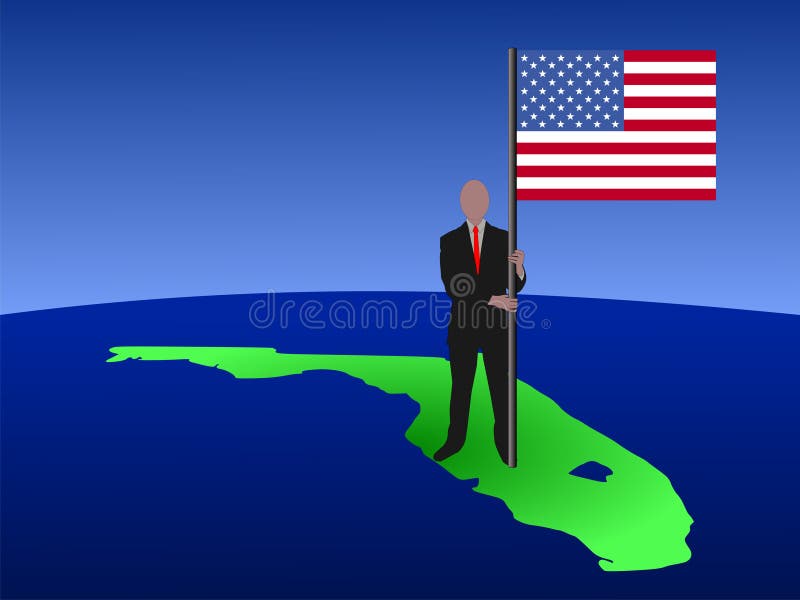 Man on Florida Map with Flag Stock Vector - Illustration of atlas ...