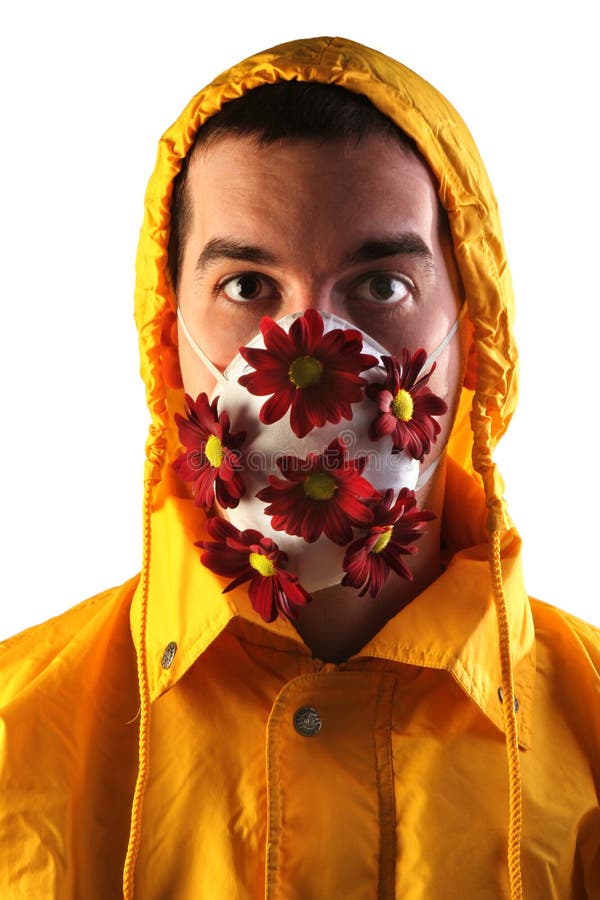Man with flower mask stock image. Image of orange, pink - 15111883