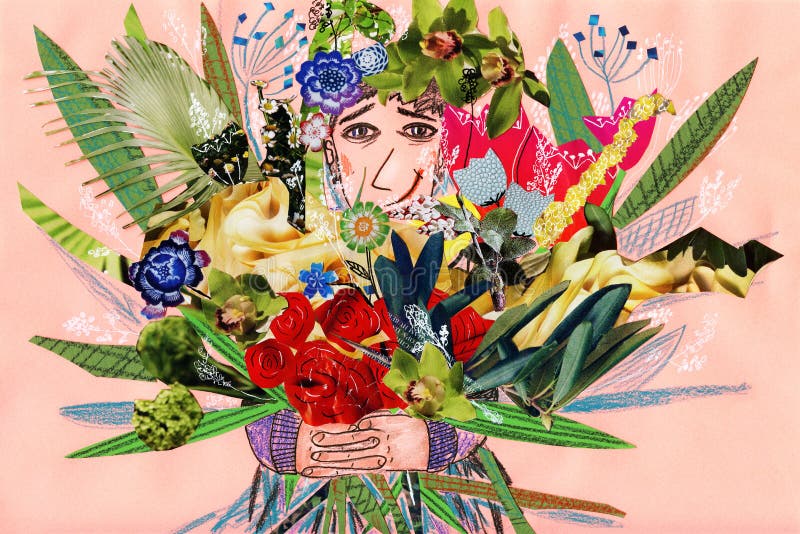 Man with flowers stock illustration. Illustration of floral - 72936755