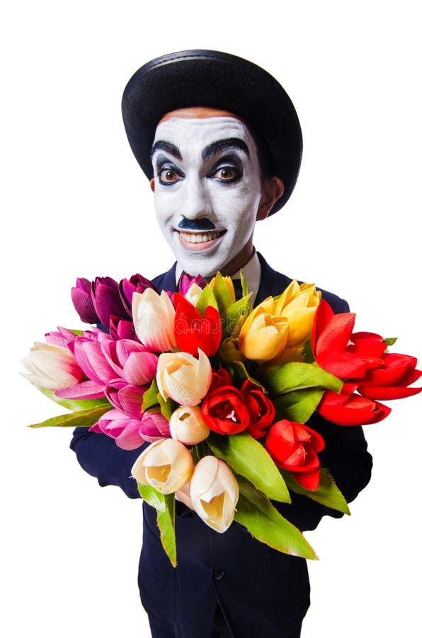 Man with flowers stock image. Image of mask, bouquet - 34285441