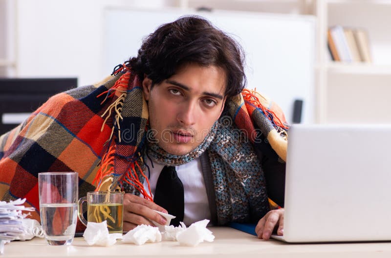 Man with Flu Working in the Office Stock Photo - Image of high, missing ...