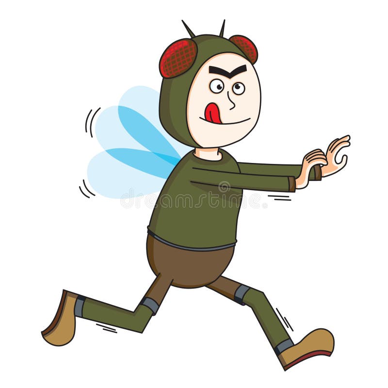 Man in fly costume running stock vector. Illustration of mascot - 269474838