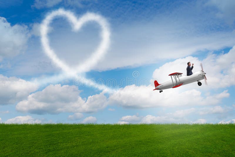 The Man Flying Airplane and Making Heart Shape Stock Photo - Image of ...