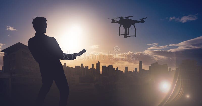 Silhouette Man Drone Stock Illustrations – 168 Silhouette Man Drone ...