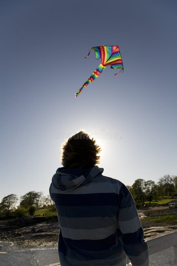 Man flying a kite stock photo. Image of carefree, kite - 2607322