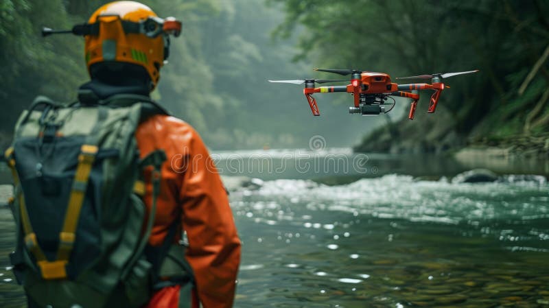 Man Flying Red and Black Remote Controlled Aircraft Stock Image - Image ...