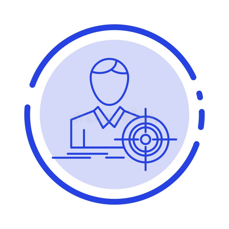 Man, Focus, Target, Goal Blue Dotted Line Line Icon Stock Vector ...