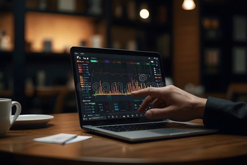 A Man Focuse on the Graph and Complex Data Base Stock Illustration ...