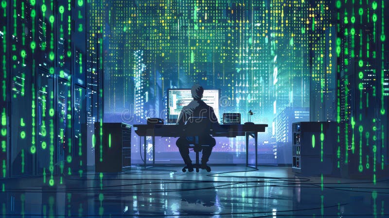 A Man Focused at His Desk, Typing Feverishly on His Computer, Lost in ...