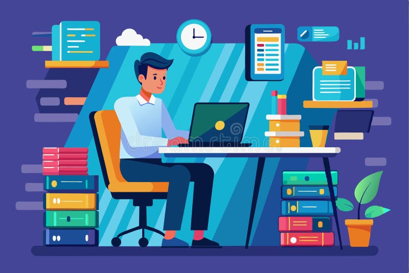 A Man is Focused on His Laptop, Managing a Backup Database for Big Data ...