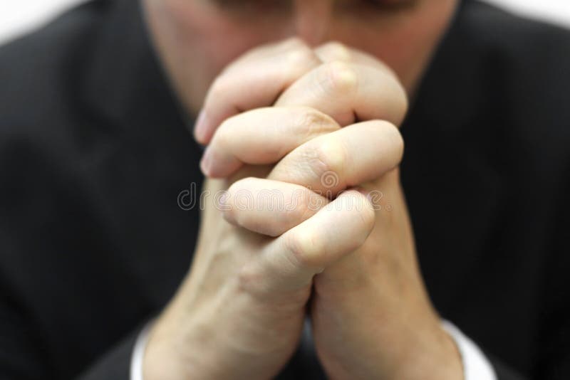 Man Folded His Hands Together with Blurred Face Stock Image - Image of ...