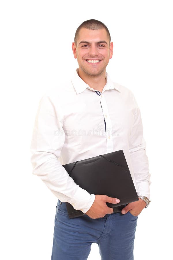 African American Businessman With Folder At Office Stock Photo - Image ...