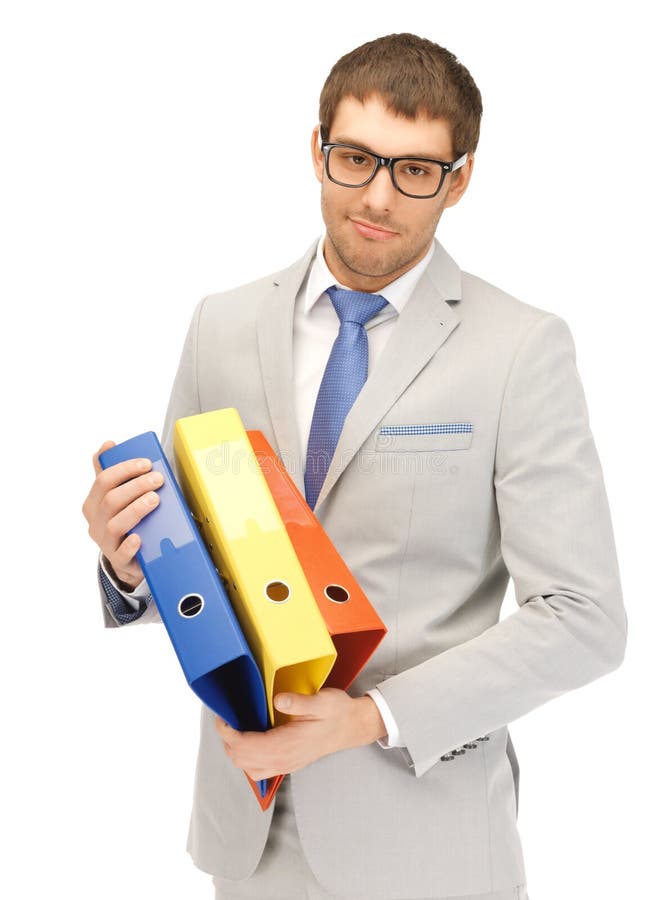 Man with folders stock image. Image of businessman, elegant - 25094697