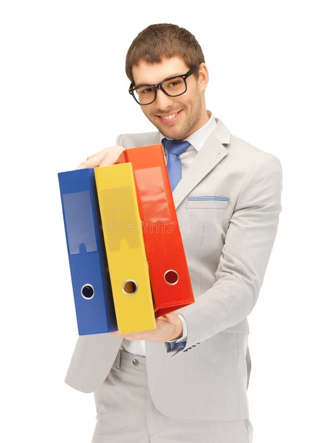 Man with folders stock image. Image of collar, office - 39728595