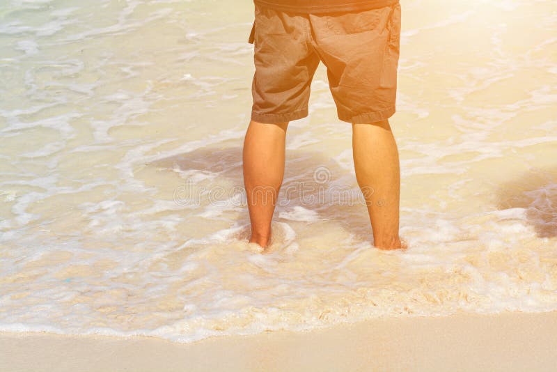 Man Foot Dipping To the Sea. Stock Image - Image of serenity, clean ...