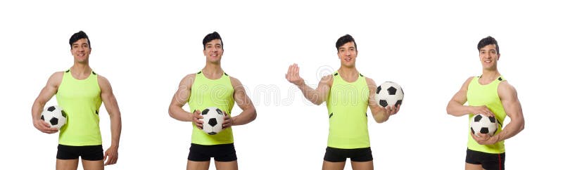 The Man with Football Isolated on White Stock Image - Image of match ...