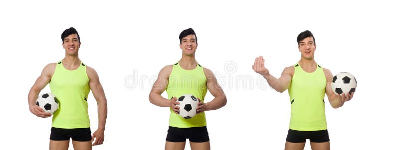 Man with Football Isolated on White Stock Image - Image of match ...