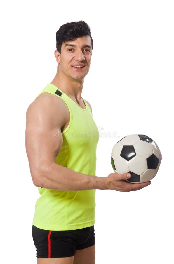 The Man with Football Isolated on White Stock Photo - Image of ...