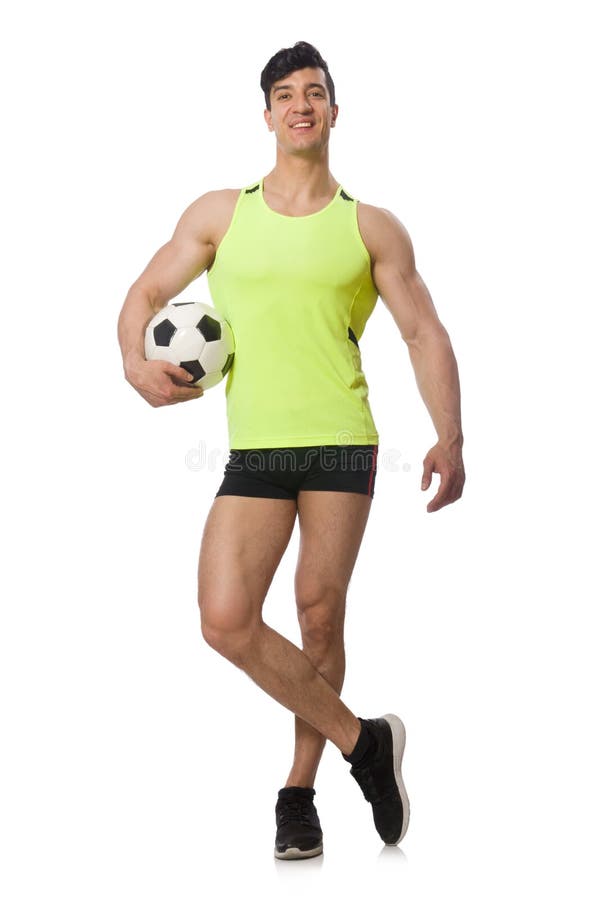 The Man with Football Isolated on White Stock Photo - Image of goal ...