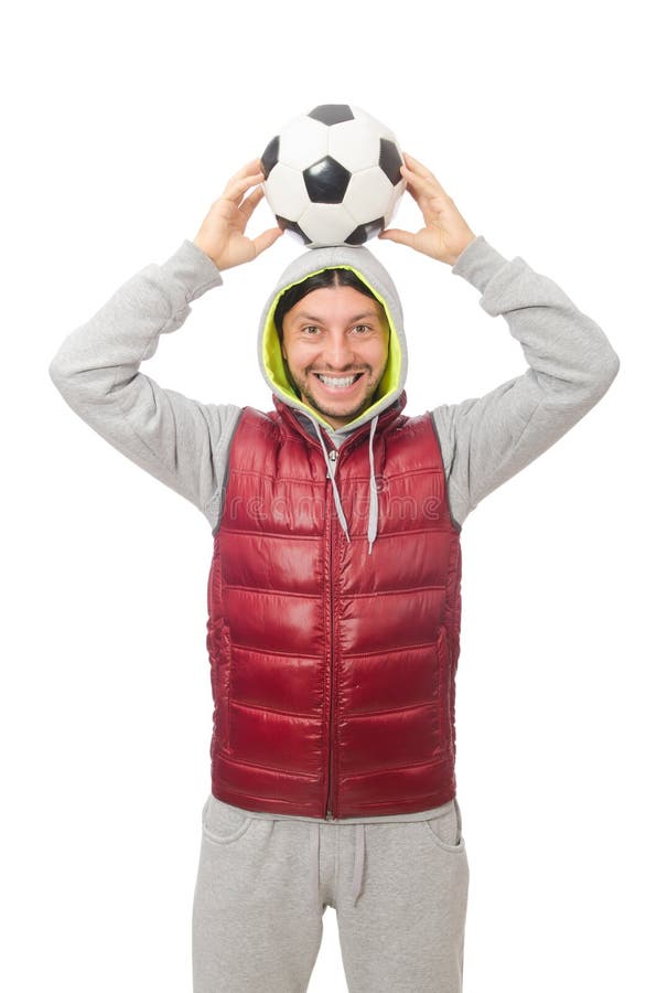 Man with Football Isolated on White Stock Image - Image of match ...