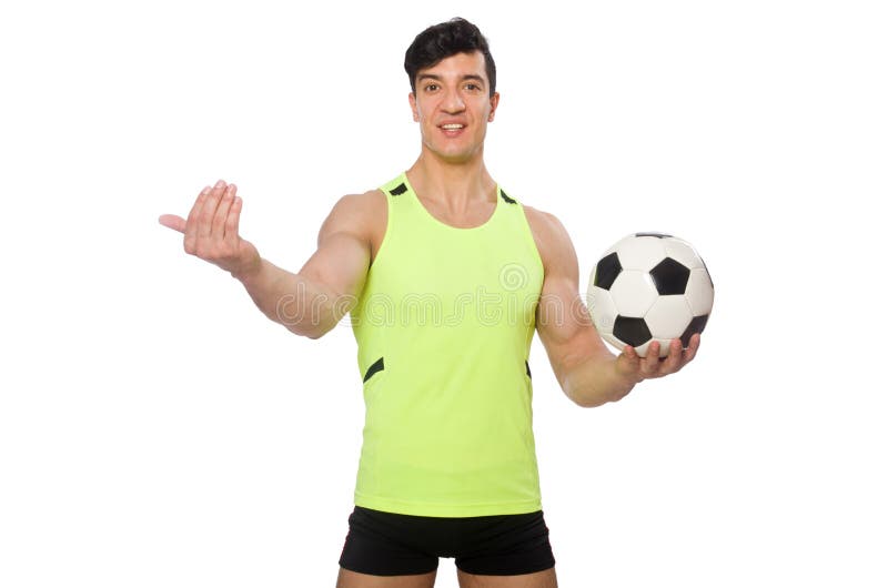 Man with Football Isolated on White Stock Photo - Image of competitive ...