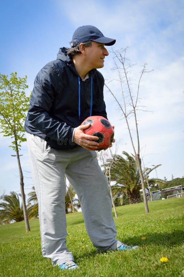 Man with football stock image. Image of caucasian, player - 50070623