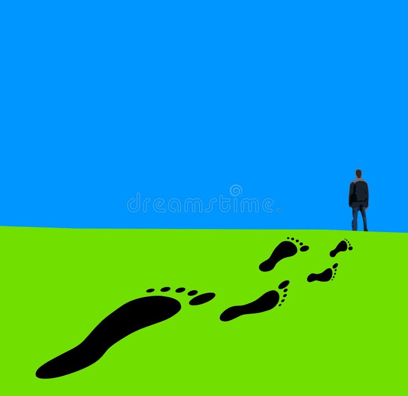 Man and footprints stock illustration. Illustration of space - 9061076
