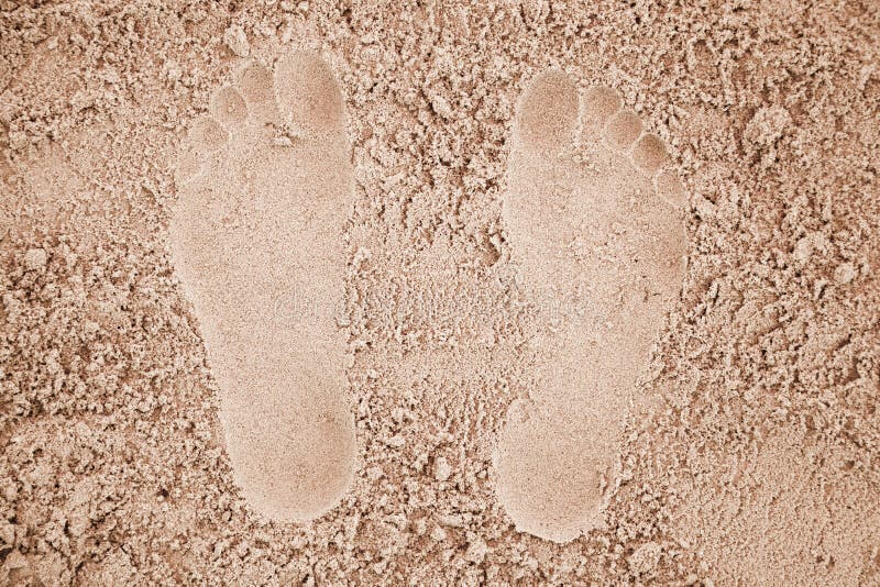 Man Footprints in Yellow Sand on Beach Stock Image - Image of seaside ...