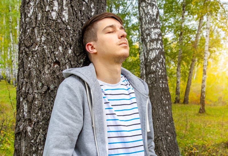 Man in the Forest stock image. Image of relax, forest - 267755089