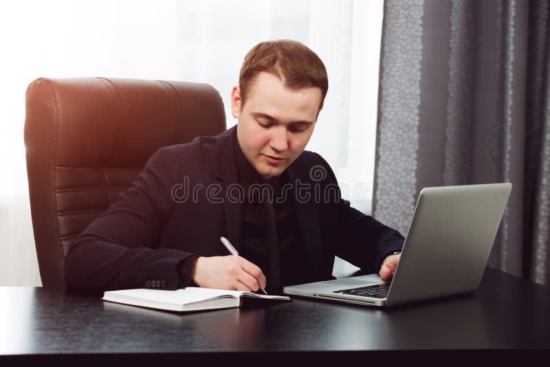Man Formal Clothes Writing Notes To His Notebook Stock Photos - Free ...