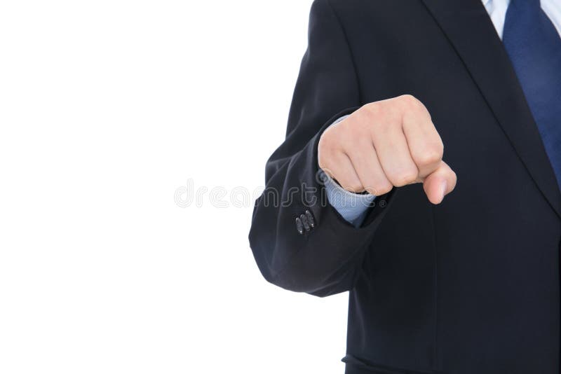 A Man in a Formal Suit Reaches Out and Makes a Fist Gesture Stock Image ...