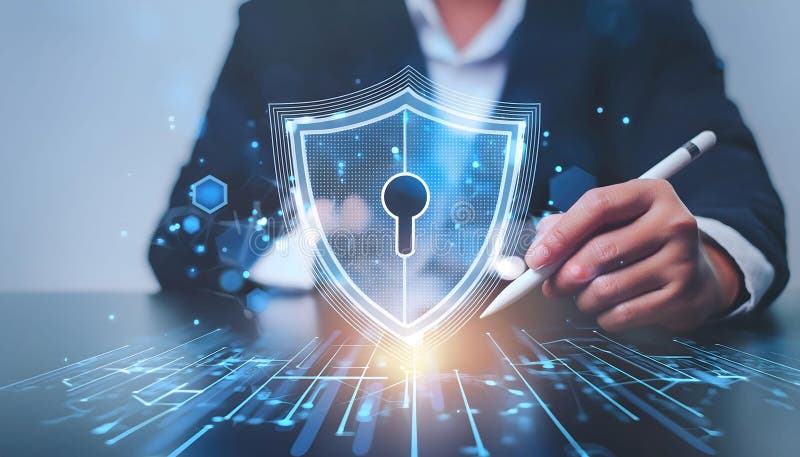 Man Holding Shield in Suit stock illustration. Illustration of weapon ...