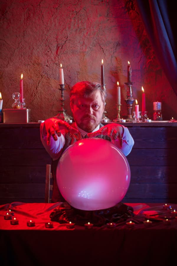 Man Fortune Teller with Crystal Ball Stock Image - Image of crystal ...