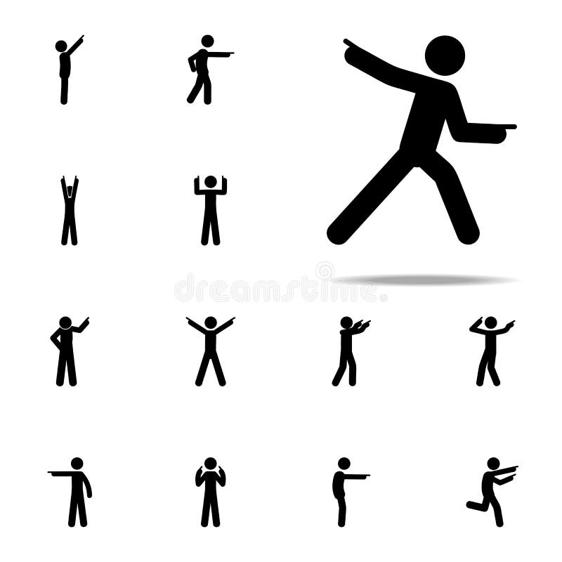 Man Forward, Finger Icon. Man Pointing Finger Icons Universal Set for ...