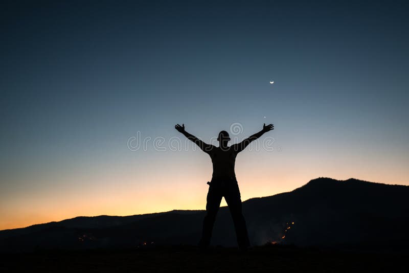 Man in freedom stock photo. Image of sunshine, view, freedom - 19010306