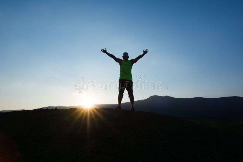 Man in freedom stock photo. Image of sunshine, view, freedom - 19010306