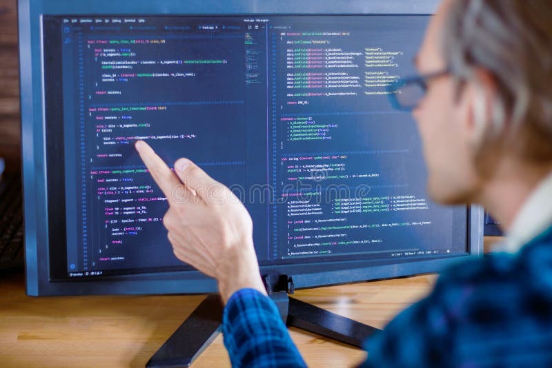 Software Developer, Freelancer Working with Program Code Stock Photo ... Software Developer, Freelancer Working with Program Code Stock Photo ...
