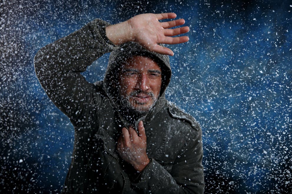 Man Freezing in Cold Weather Stock Photo - Image of feathery, freezing ...