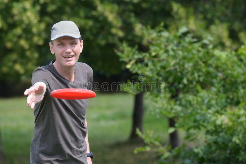 Man with frisbee stock photo. Image of mature, recreational - 42692542