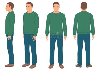 Man , Front, Back and Side View Stock Vector - Illustration of person ...