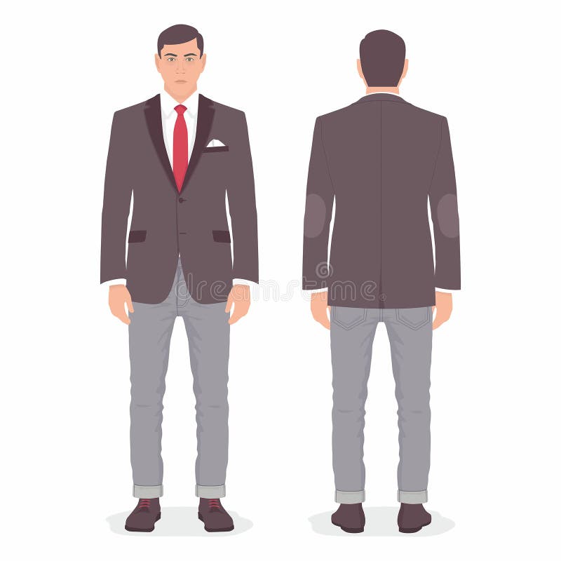 Business Man Poses Set. Front and Back Views Stock Vector ...
