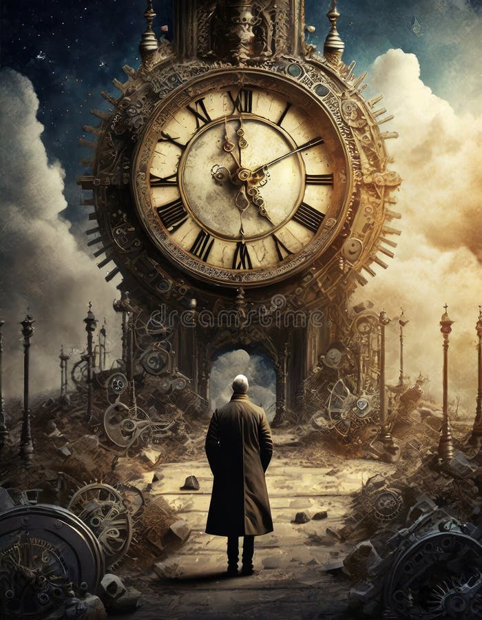 Clock in steampunk style stock illustration. Illustration of clock ...