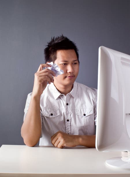 Man in front of computer stock photo. Image of dude, workplace - 9826842