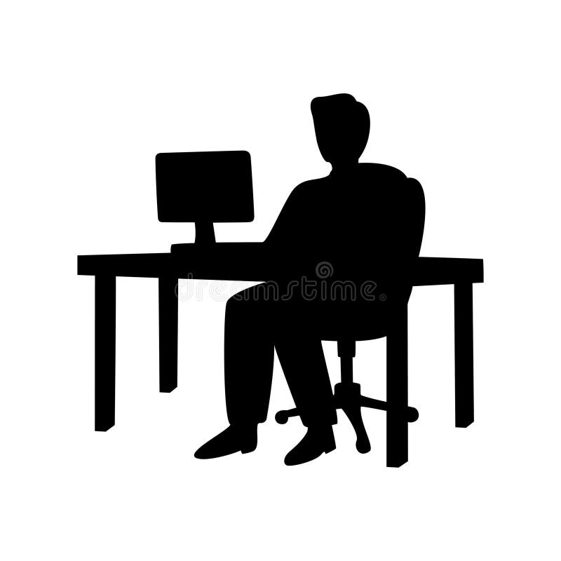 Young Guy Computer Silhouette Stock Illustrations – 337 Young Guy ...