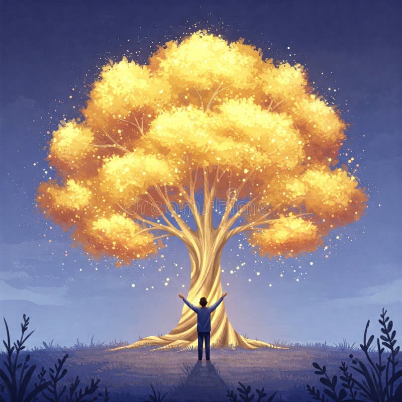 Man Front Magical Glowing Tree Stock Photos - Free & Royalty-Free Stock ...