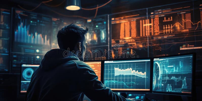 The Man in Front of the Trading Charts Stock Image - Image of invest ...