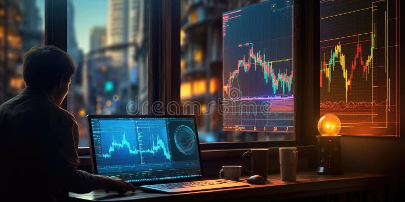 The Man in Front of the Trading Charts Stock Photo - Image of laptop ...