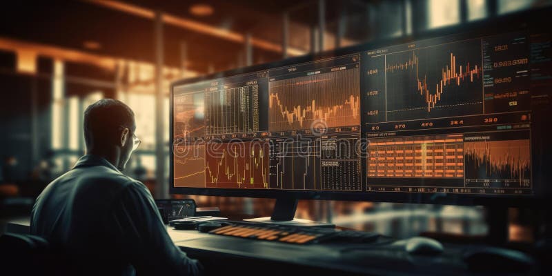 The Man in Front of the Trading Charts Stock Image - Image of device ...