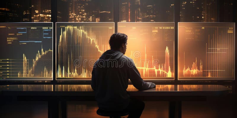The Man in Front of the Trading Charts Stock Illustration ...